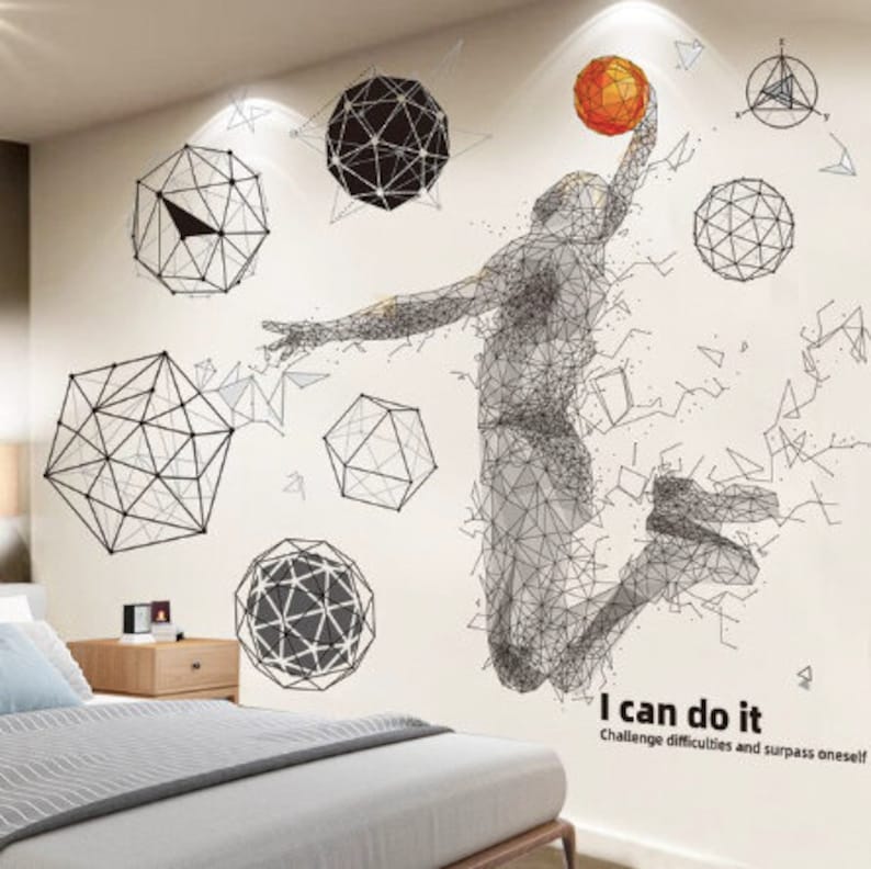 Abstract Basketball Wall Decor, DIY Quality Sports Wall Stickers for ...