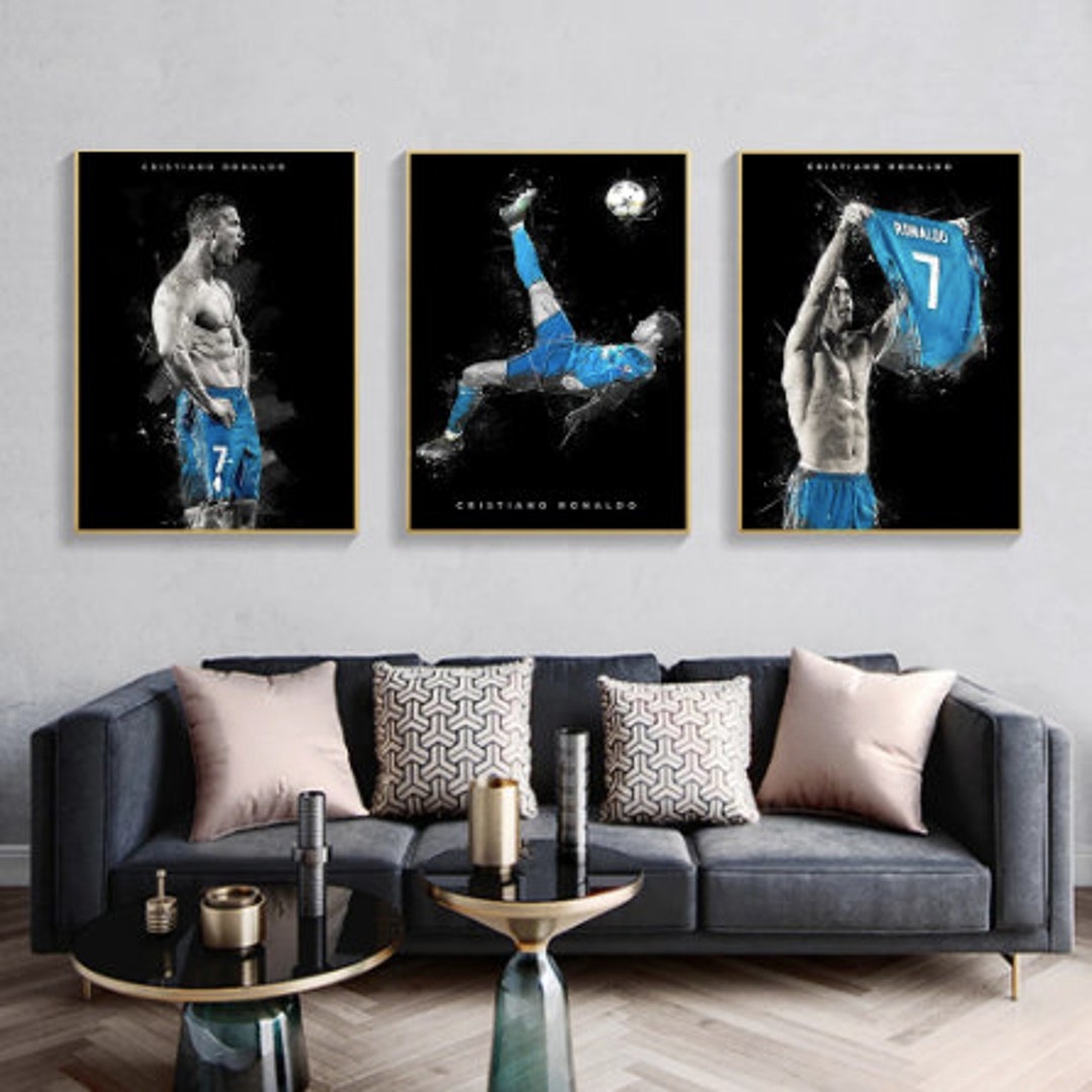 Cristiano Ronaldo Football Posters, Soccer Wall Art, Sports Canvas ...