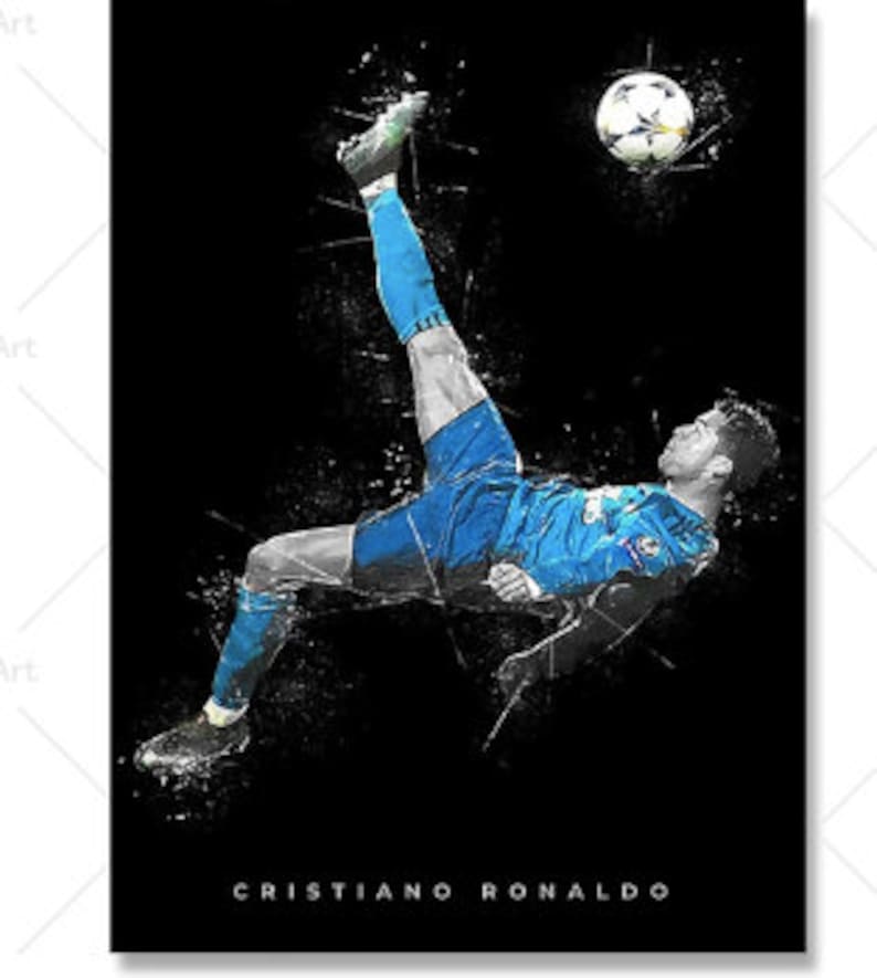 Cristiano Ronaldo Football Posters, Soccer Wall Art, Sports Canvas ...