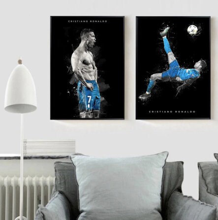 Cristiano Ronaldo Football Posters, Soccer Wall Art, Sports Canvas ...