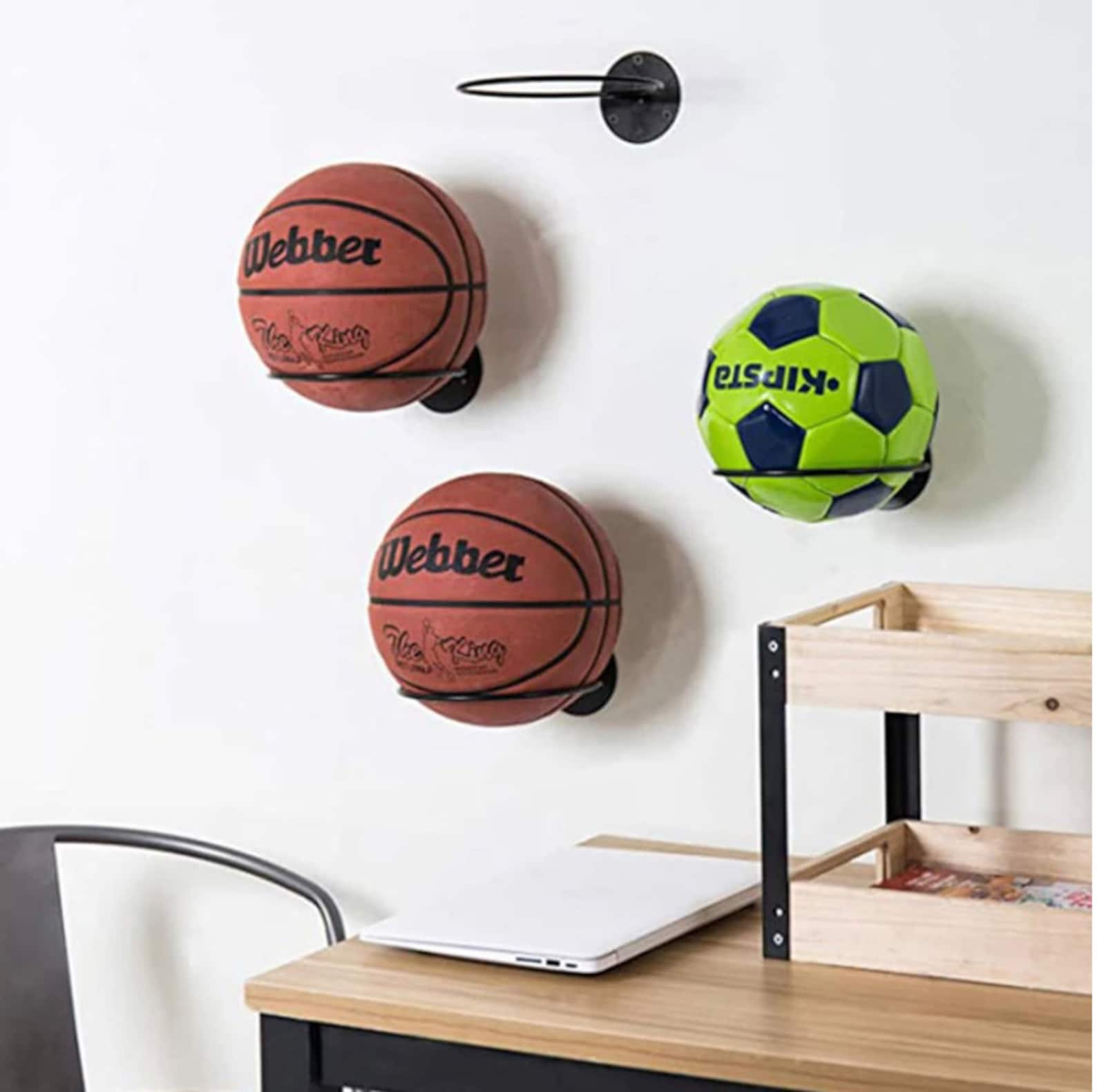Sports Ball Holder Shelves, Circular Wall Hanging Shelves for Room ...