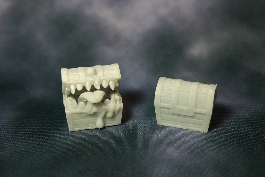 Treasure Chest Mimic and Treasure Chest Miniatures, 3D Printed ...