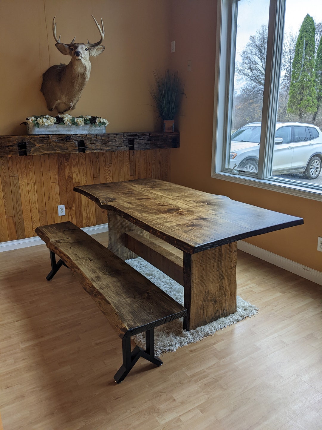 Live Edge Dining Room Table and Bench - Etsy