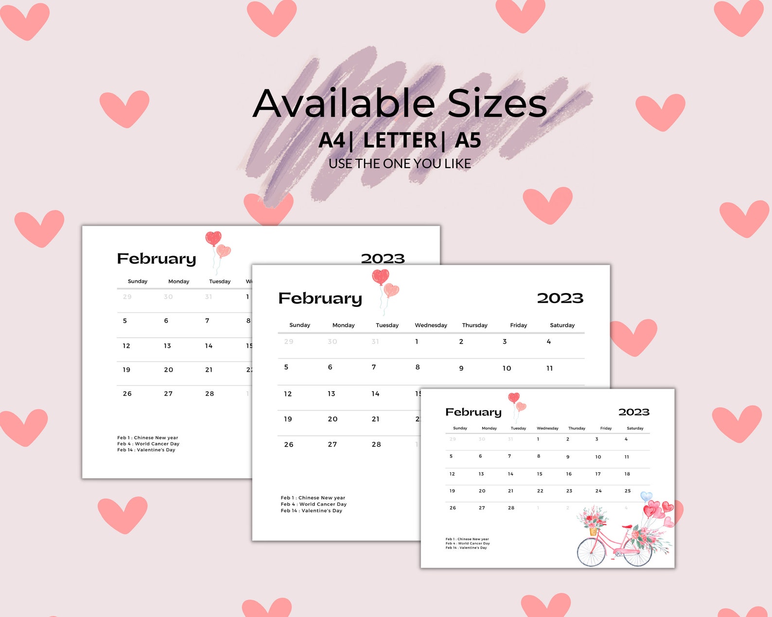 2023 February Calendar Printable and Fillable Digital - Etsy