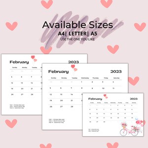 2023 February Calendar Printable and Fillable Digital - Etsy