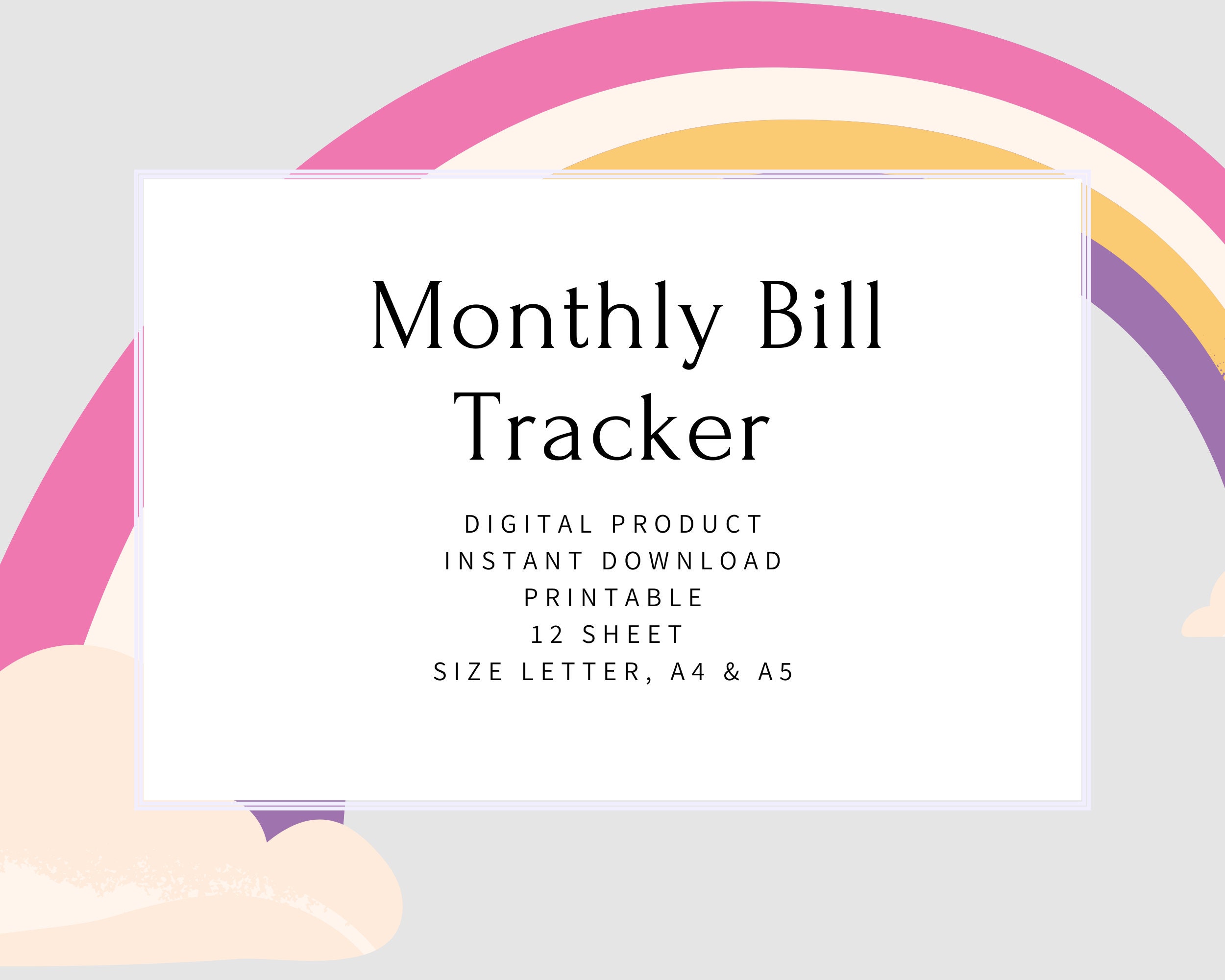 Monthly Bill Tracker, 12 Sheet | Digital Product - Etsy