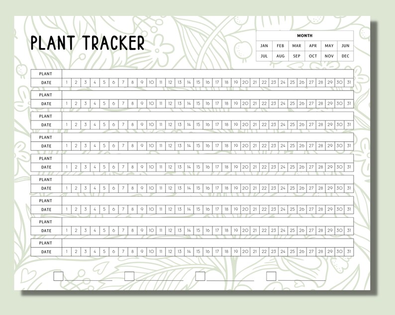 Printable Plant Tracker Green Write on PDF Sizes A3 A4 - Etsy