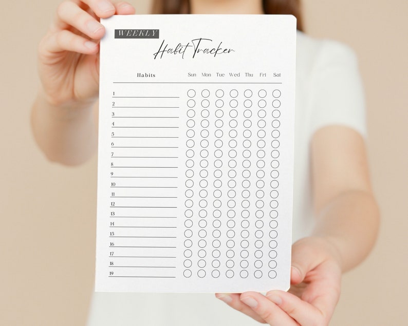 Printable and Fillable Weekly Habit Tracker Instant Download - Etsy