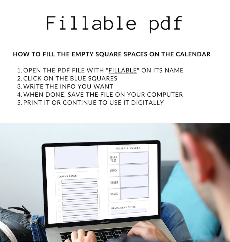 Printable & Fillable Daily Planner Instant Download - Etsy