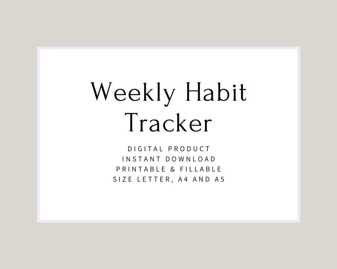Printable and Fillable Weekly Habit Tracker Instant Download - Etsy