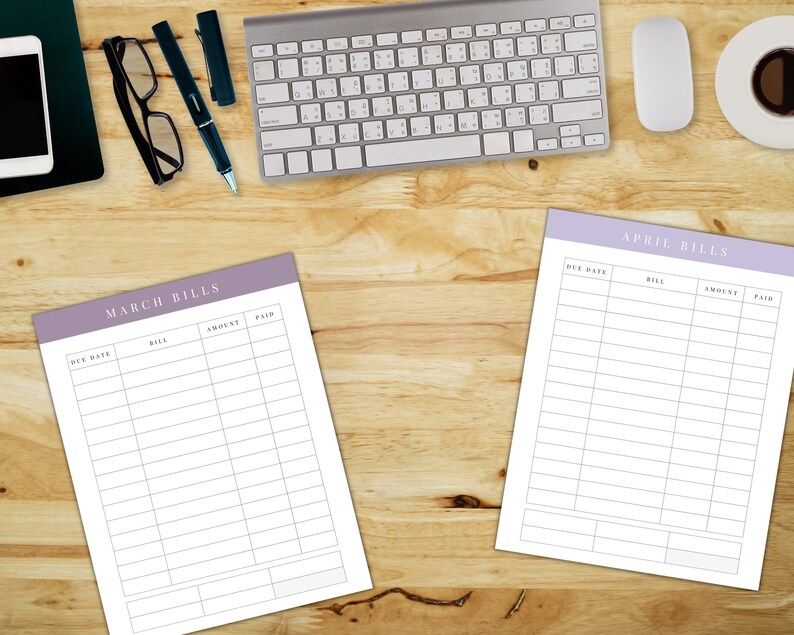 Monthly Bill Tracker, 12 Sheet | Digital Product - Etsy