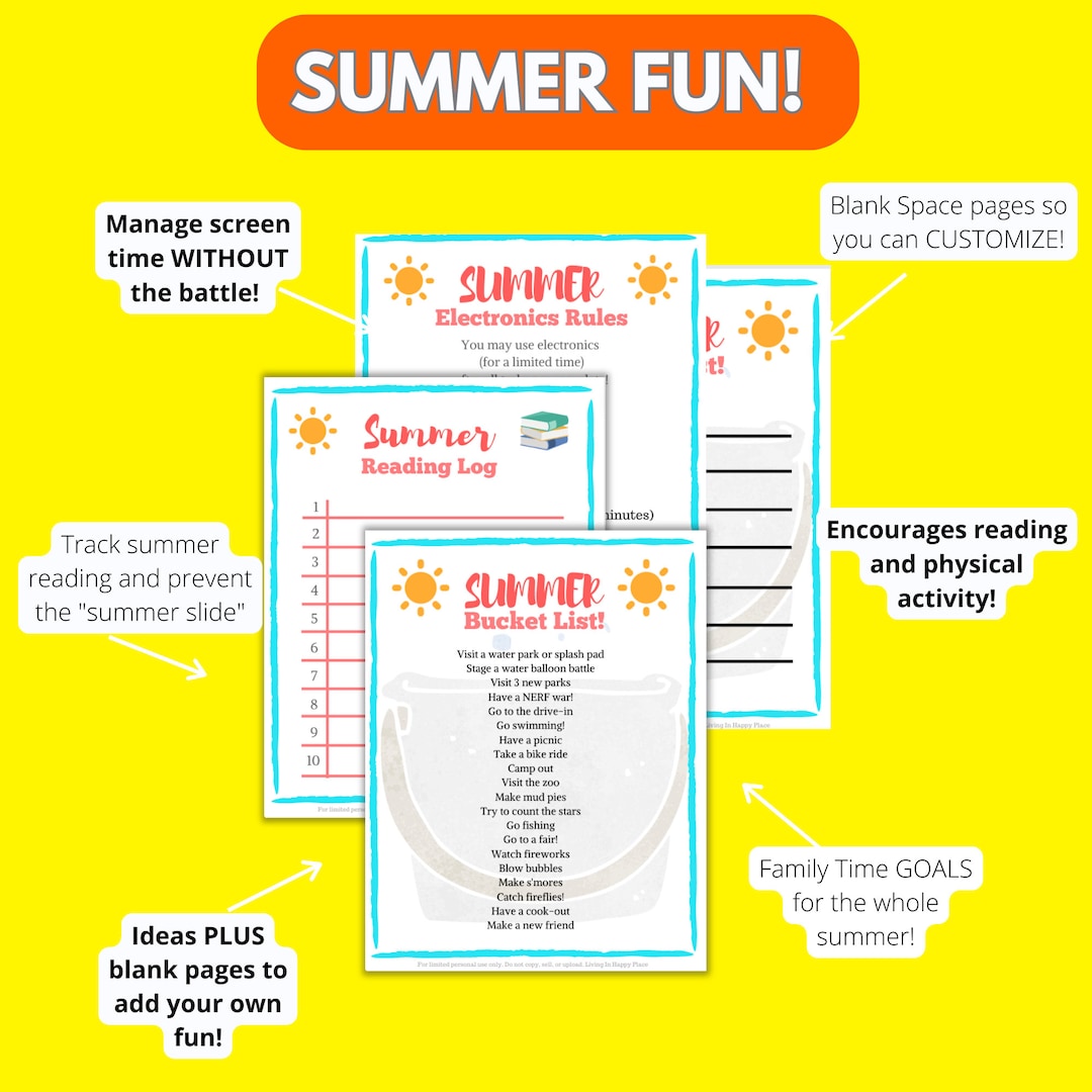 Summer Printables for Kids and Family | Summer Chores Electronics ...