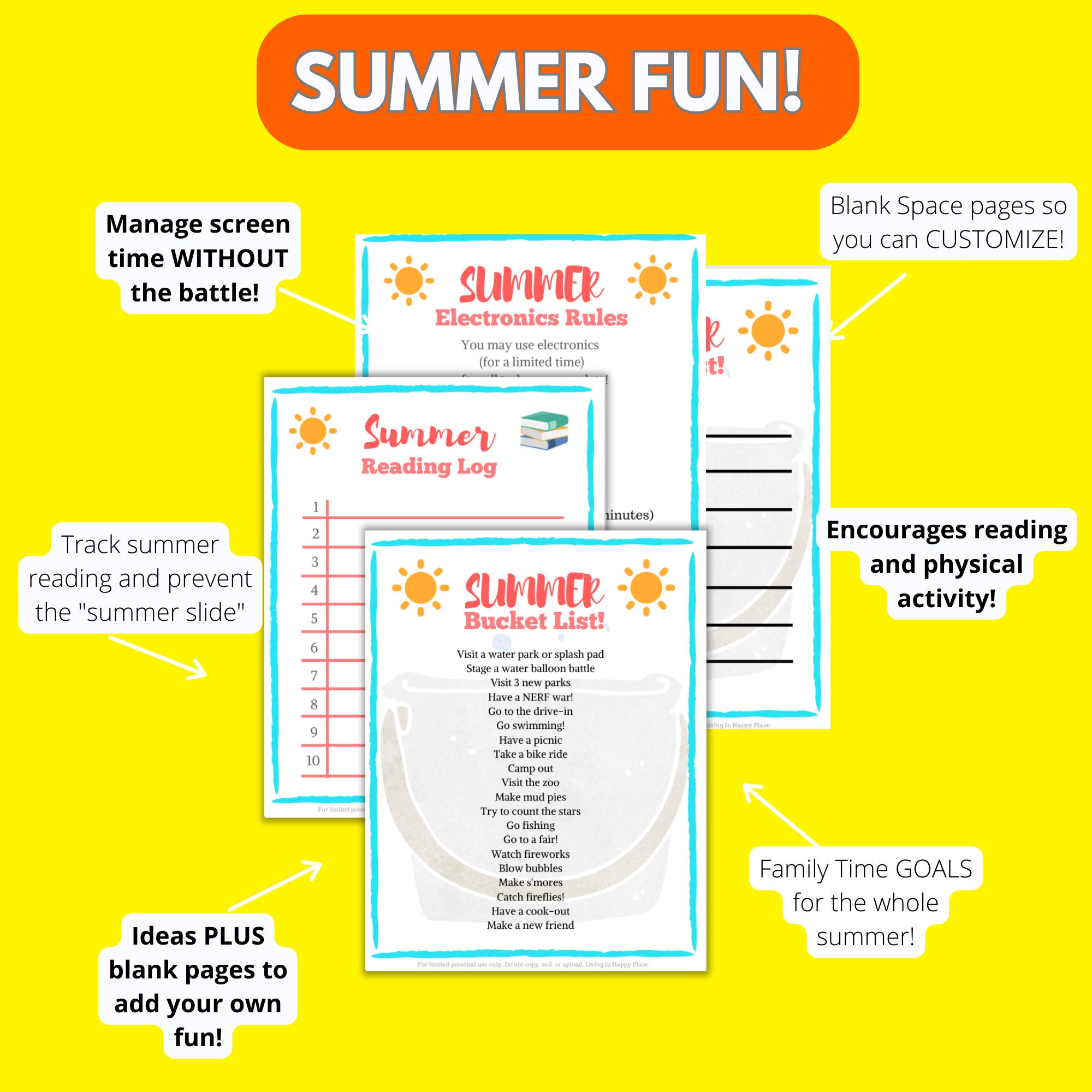 Summer Printables for Kids and Family | Summer Chores Electronics ...