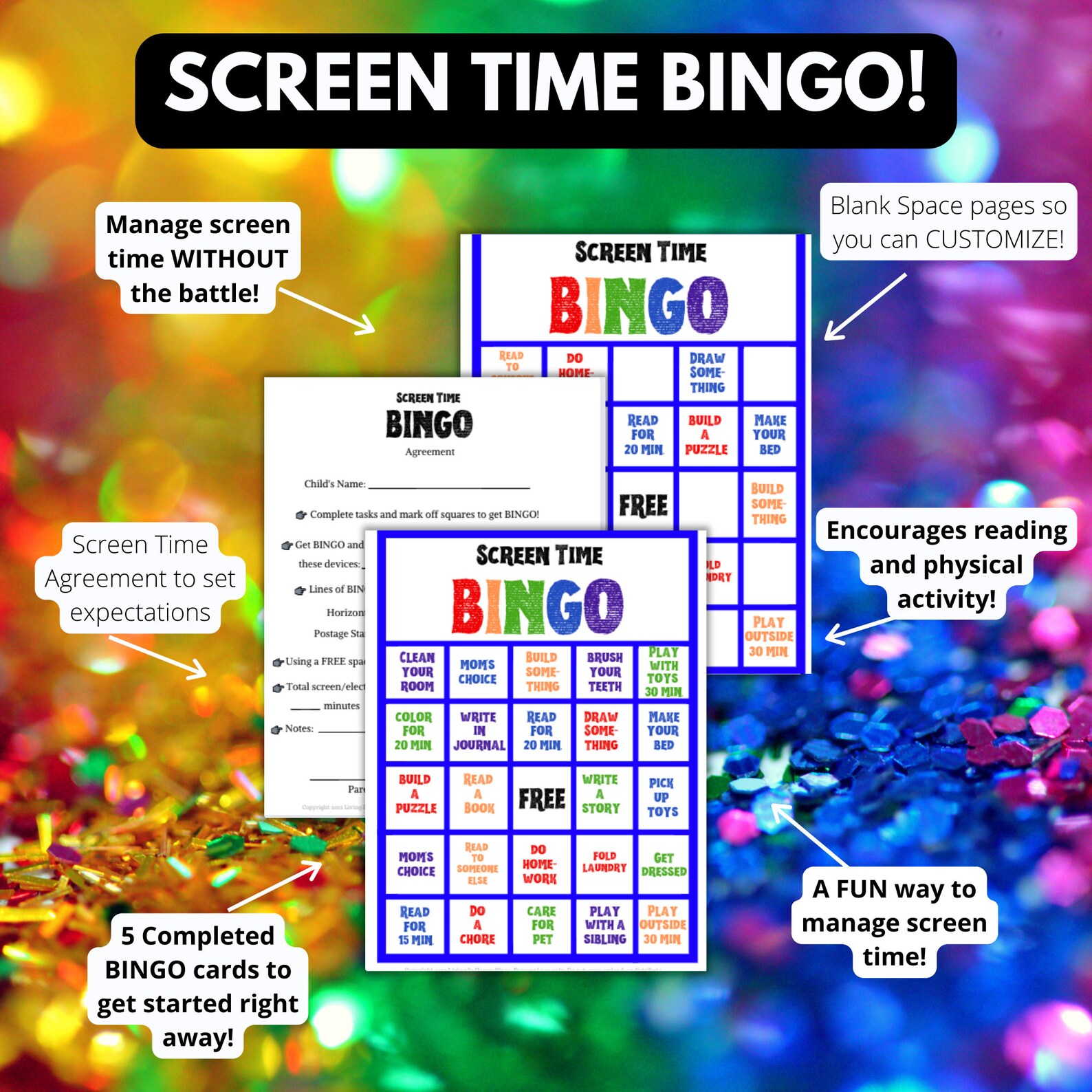 Screen Time BINGO! Printable Screen Time Game for Kids and Parents ...