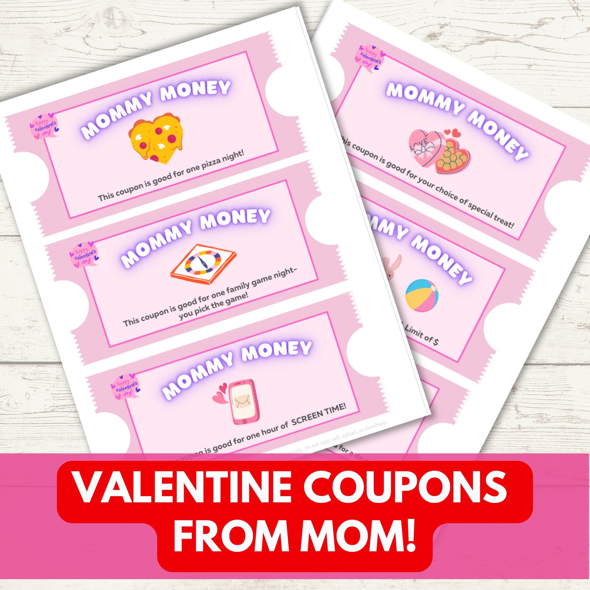 Printable Valentine Coupon Book From Mom to Kids, Valentine's Day Gift ...