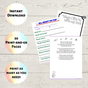 Father's Day Printable Bundle | All About My Dad Pap Card | Handprint ...
