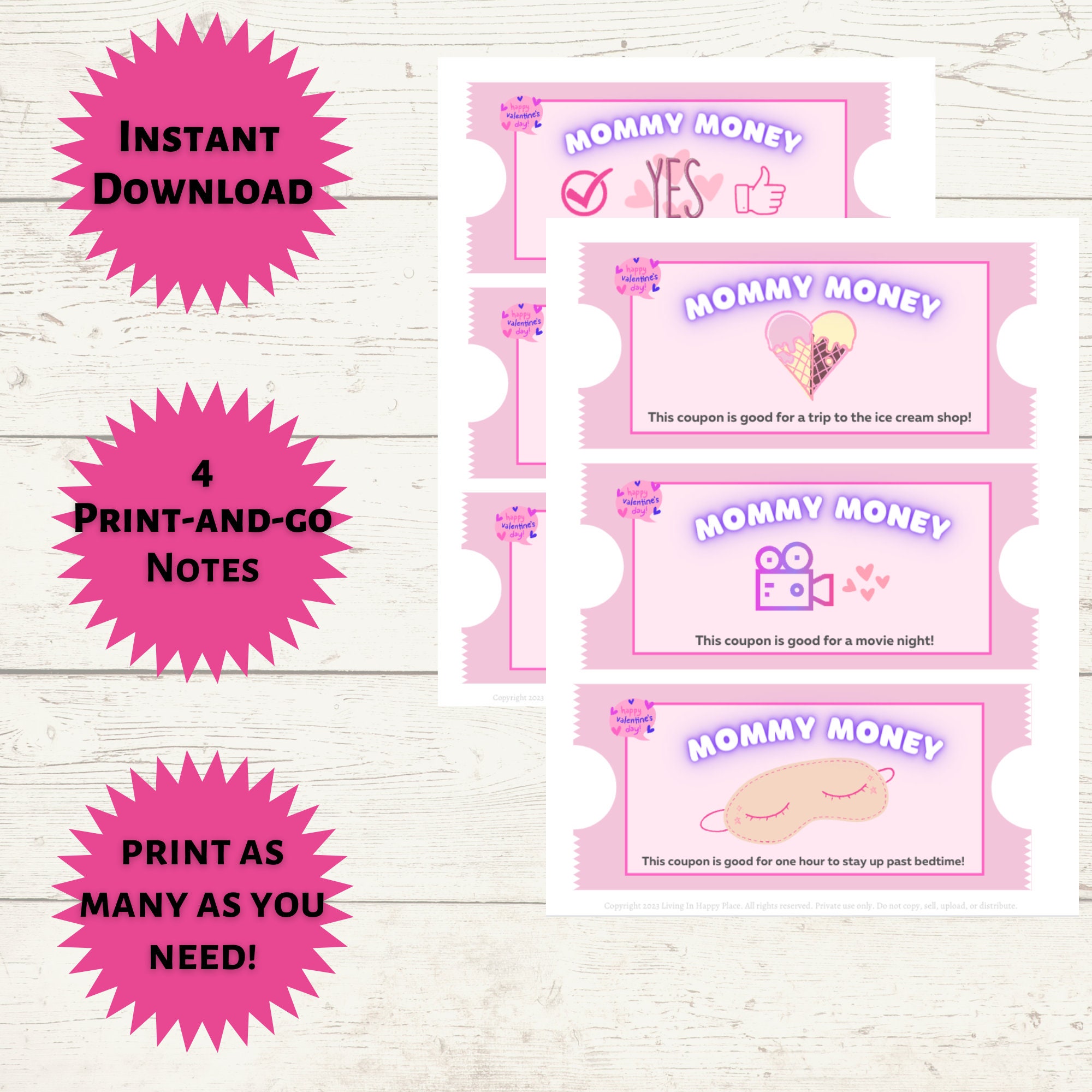 Printable Valentine Coupon Book From Mom to Kids, Valentine's Day Gift ...