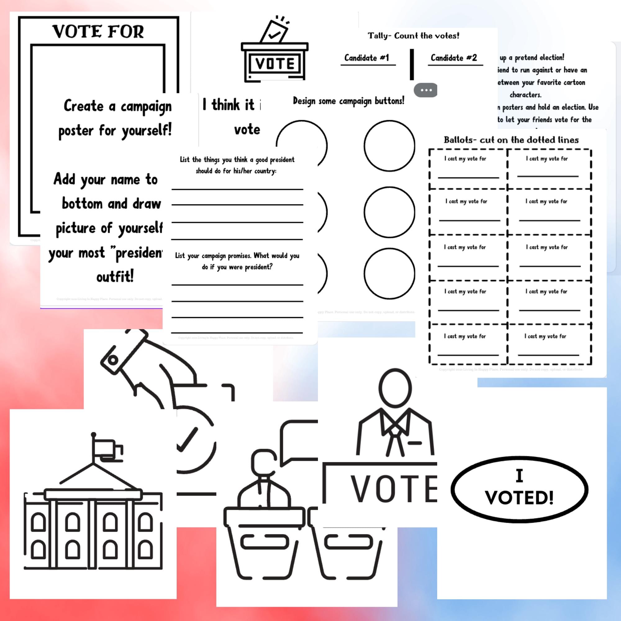Little Voters Activity Pack: Mock Election, Campaign Design (PDF) - Etsy