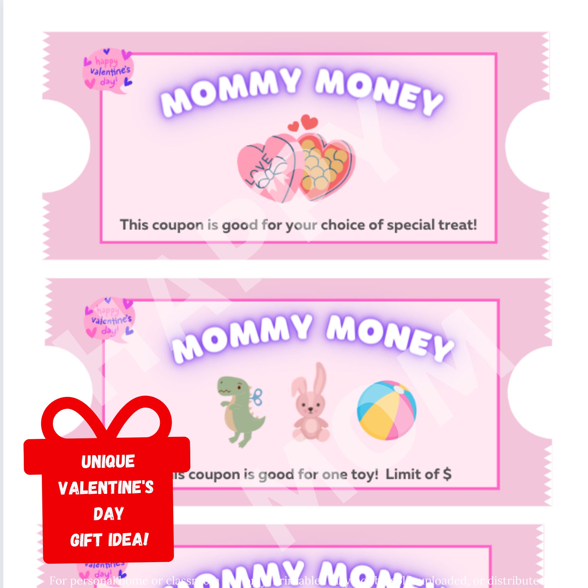 Printable Valentine Coupon Book From Mom to Kids, Valentine's Day Gift ...