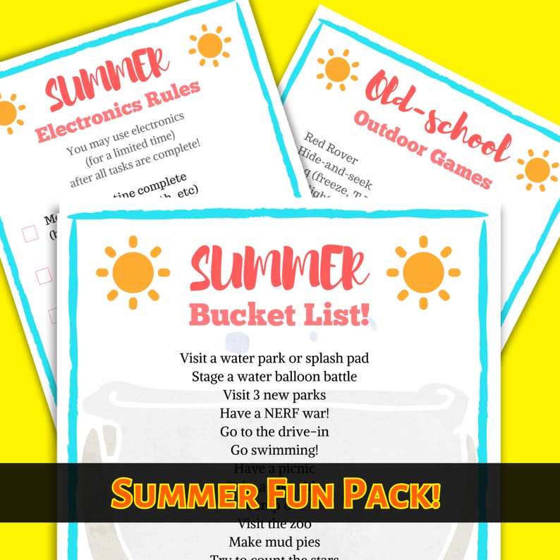 Summer Printables for Kids and Family | Summer Chores Electronics ...