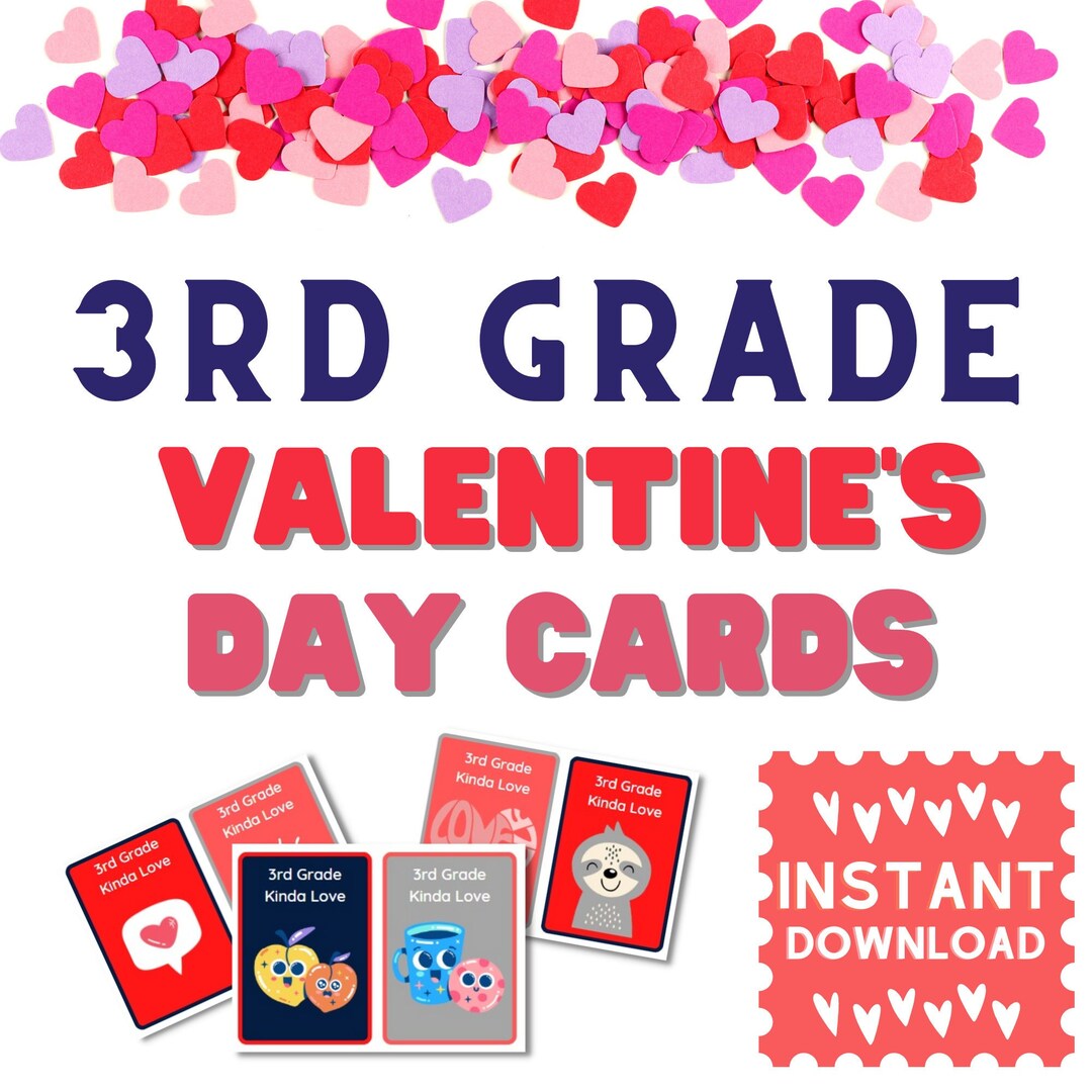 Valentine's Day Cards, 3rd Grade, Printable - Etsy