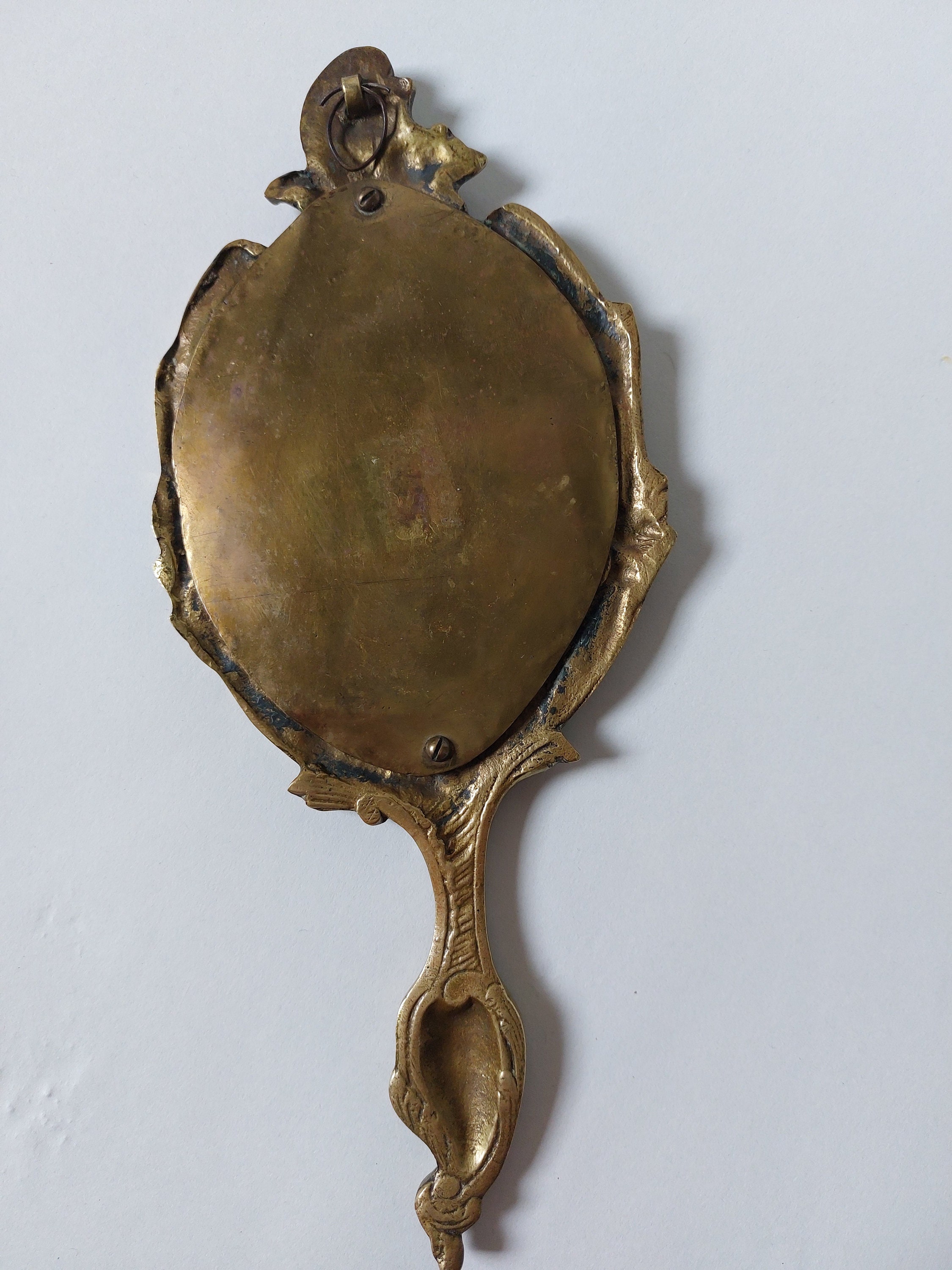 Antique Ornate Brass Hand Mirror - Etsy