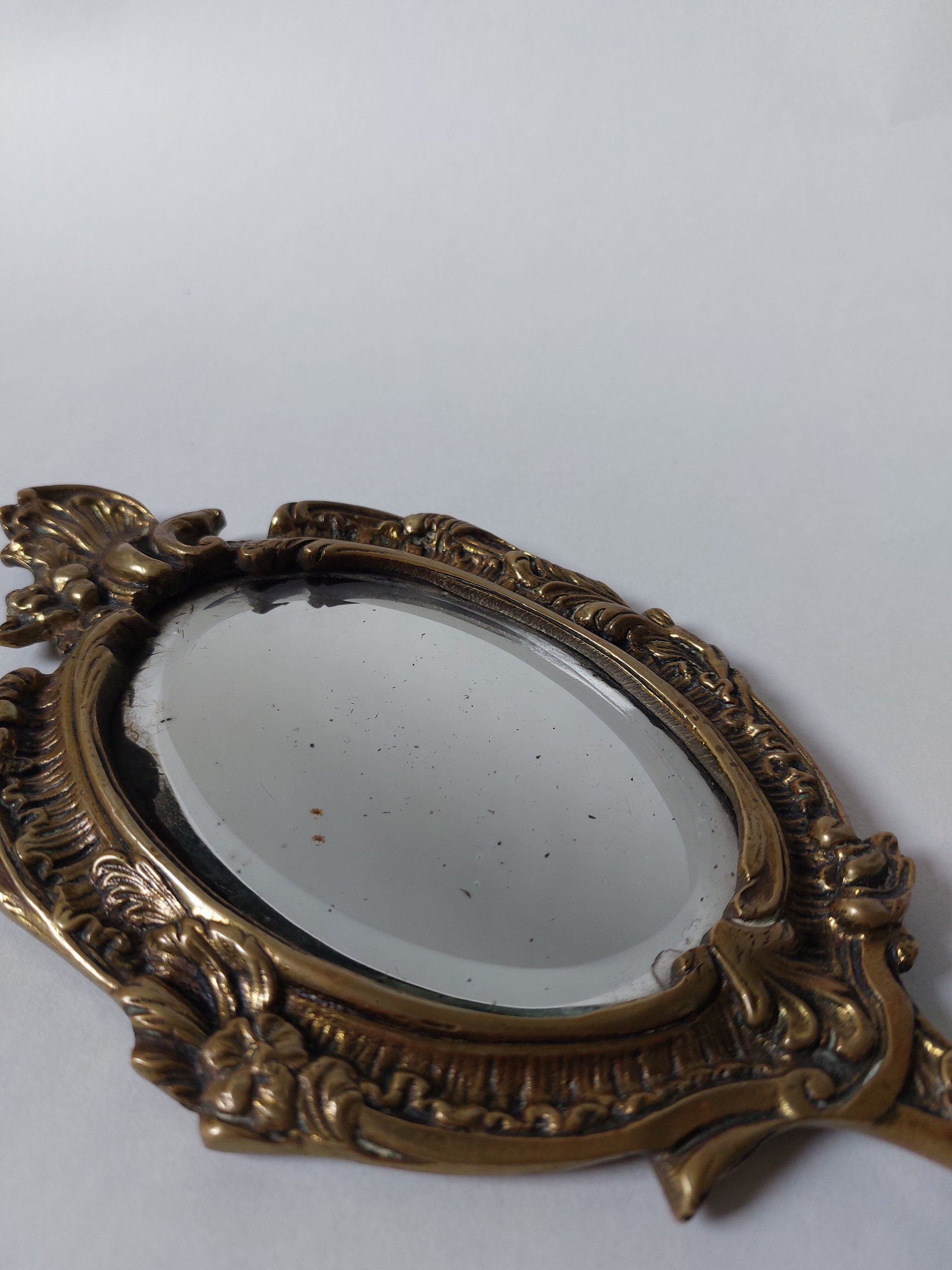 Antique Ornate Brass Hand Mirror - Etsy