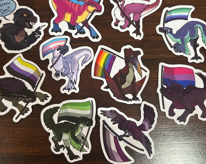 Pride Flag Dinosaur Stickers - Etsy