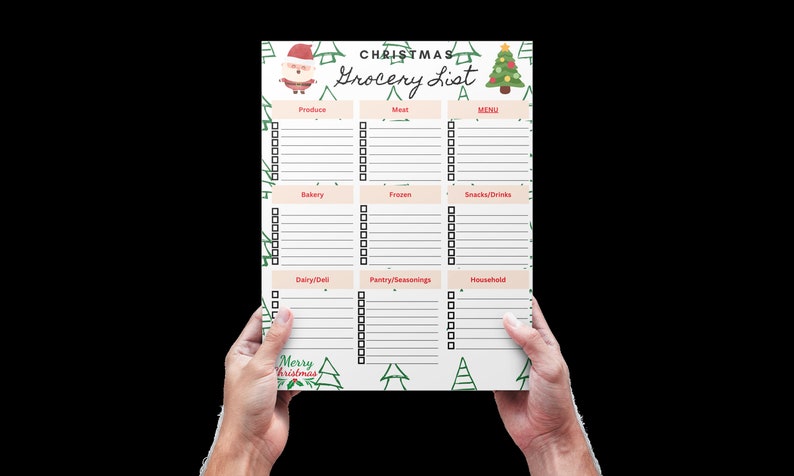 Christmas Grocery List Printable | Weekly Menu Planner | Grocery List ...