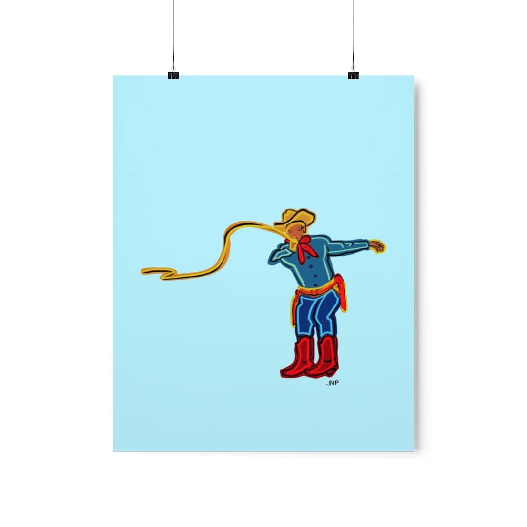 Neon Cowboy Drover Hotel Texas Premium Art Print - Etsy