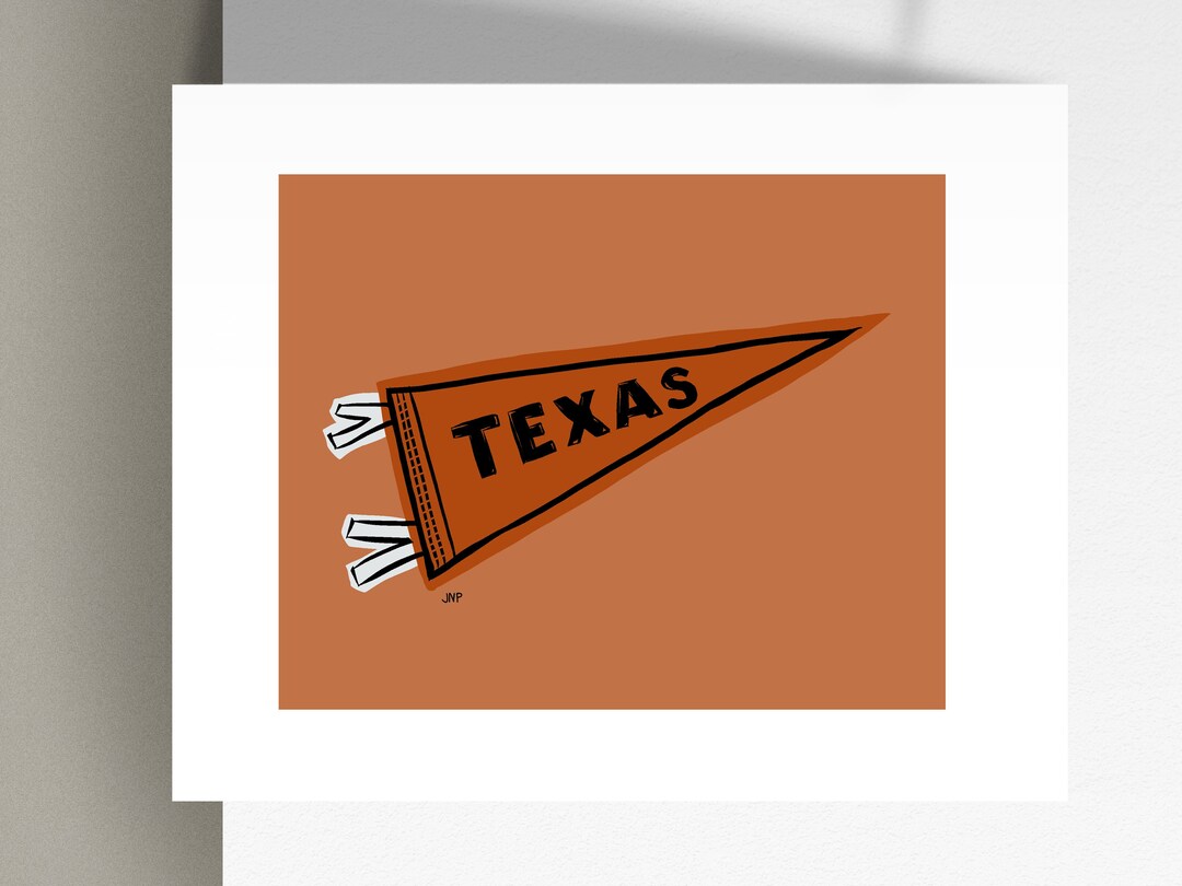 Texas Pennant Flag Orange Premium Art Print - Etsy