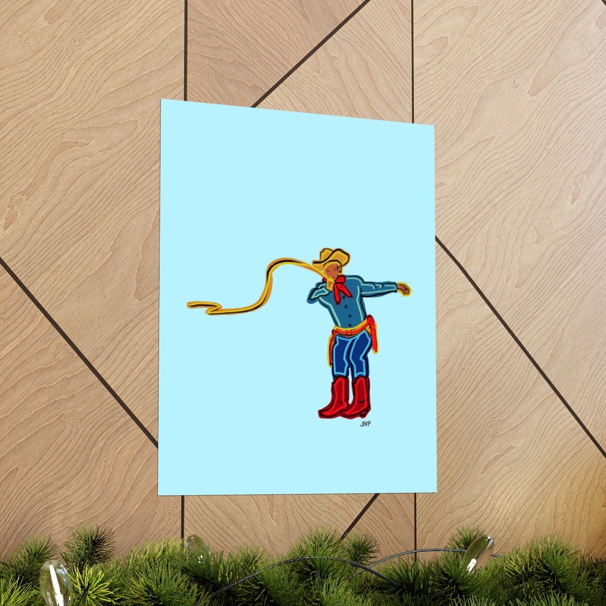 Neon Cowboy Drover Hotel Texas Premium Art Print - Etsy