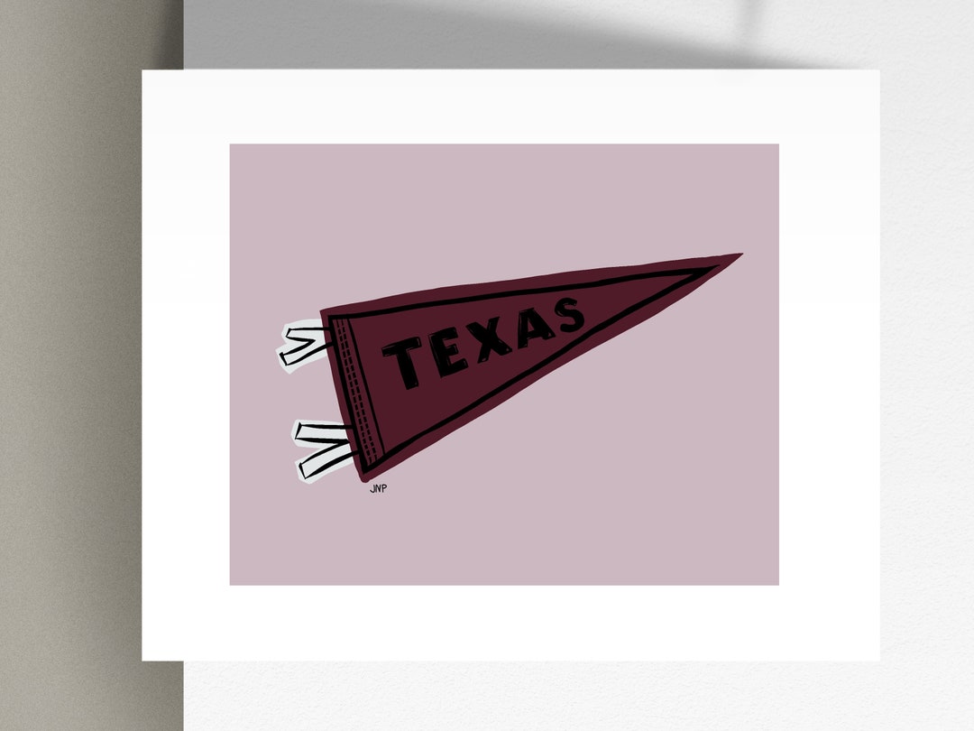 Texas Pennant Flag Maroon Premium Art Print - Etsy