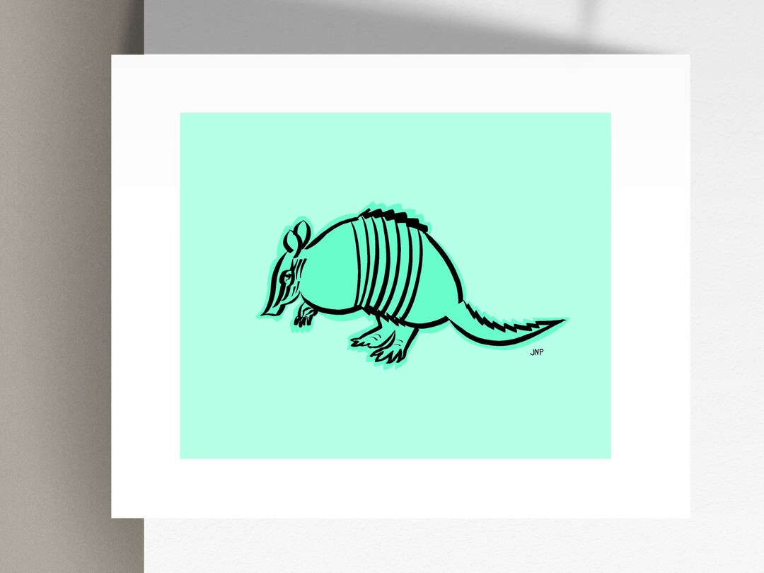 Armadillo Green Teal Texas Premium Art Poster - Etsy