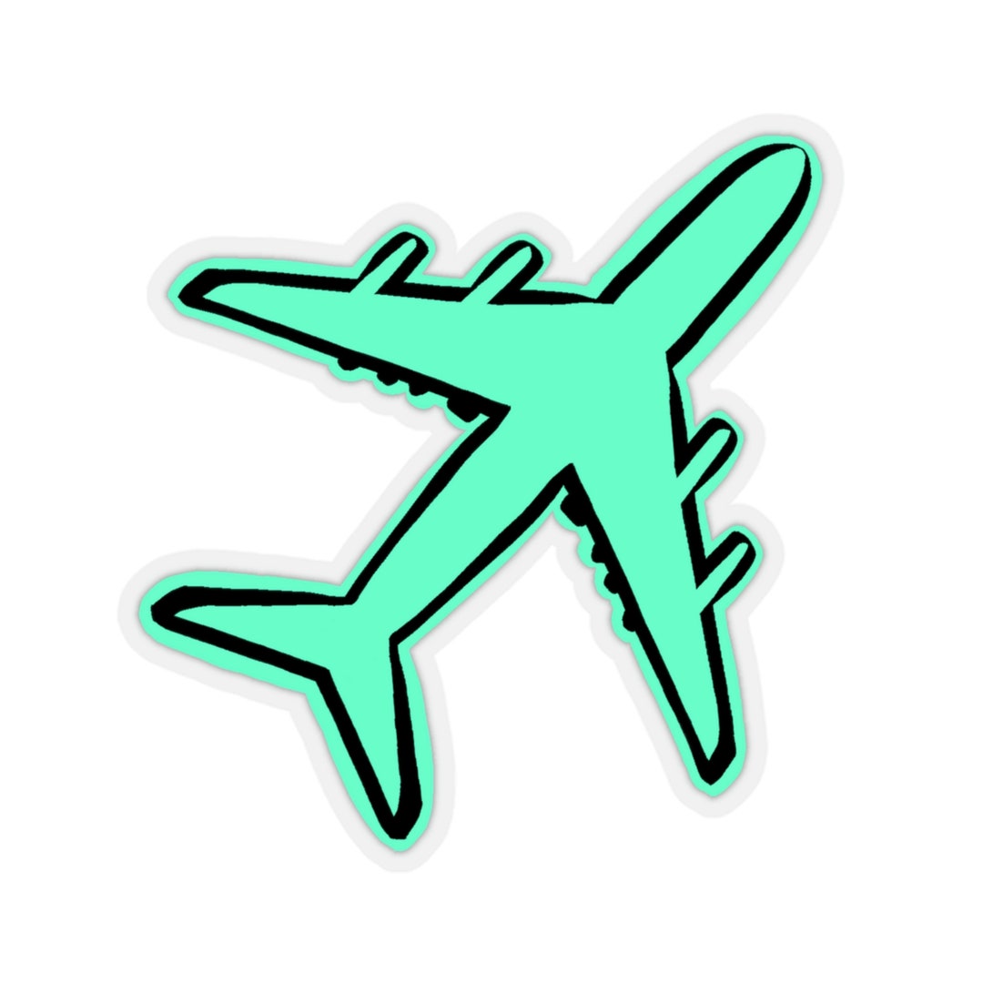 Airplane Green Teal Sticker - Etsy