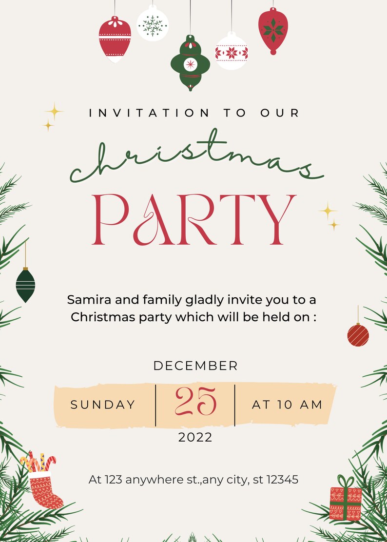 25-pack Christmas and Holiday Party Invitations Printed W/ Envelopes ...