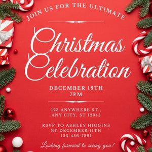 25-pack Christmas and Holiday Party Invitations Printed W/ Envelopes ...