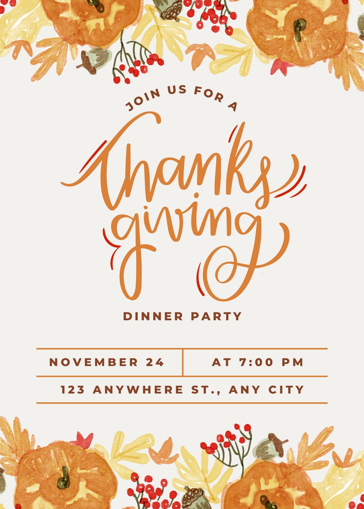 25-pack Thanksgiving and Friendsgiving Invitations Printed W/ Envelopes ...