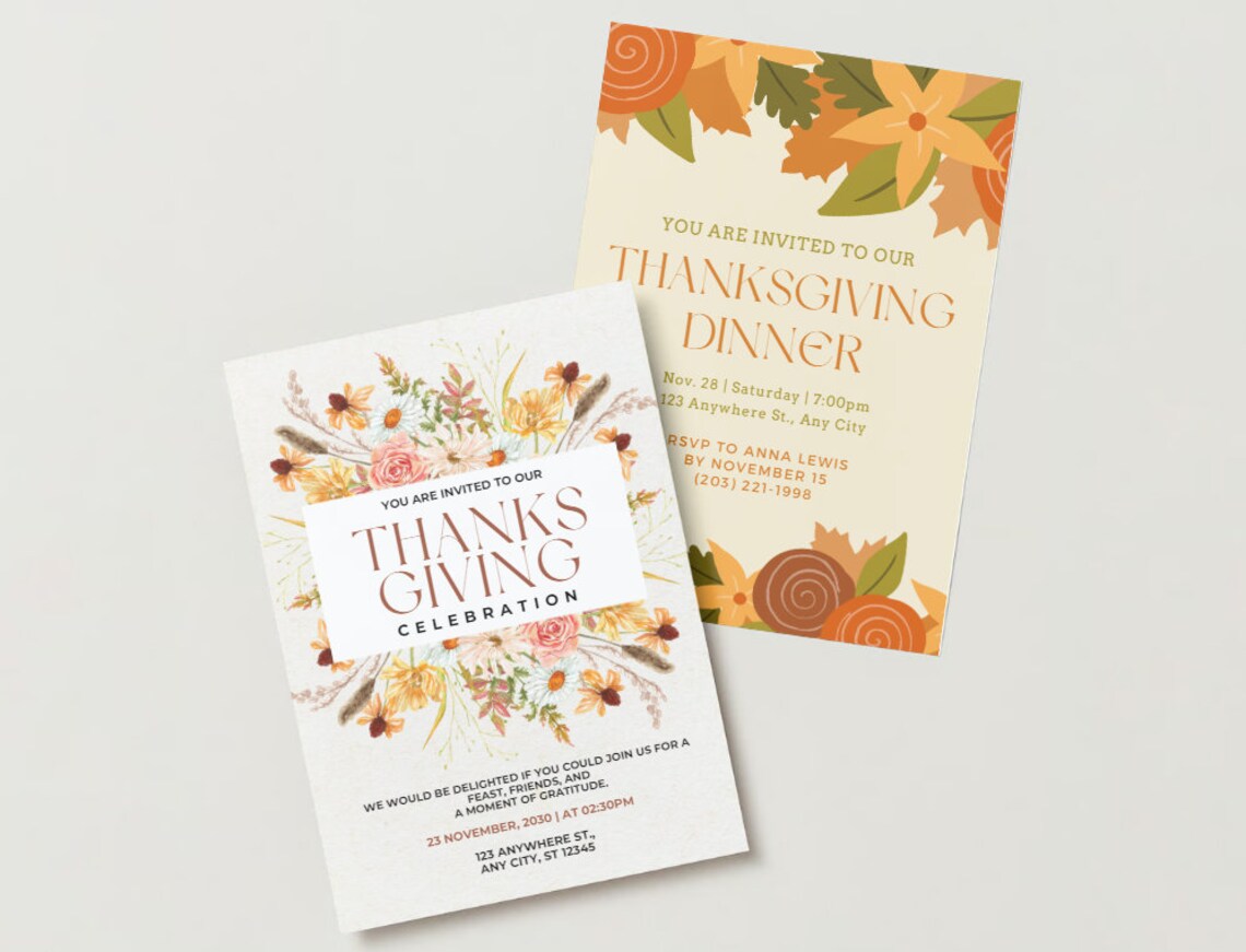 25-pack Thanksgiving and Friendsgiving Invitations Printed W/ Envelopes ...