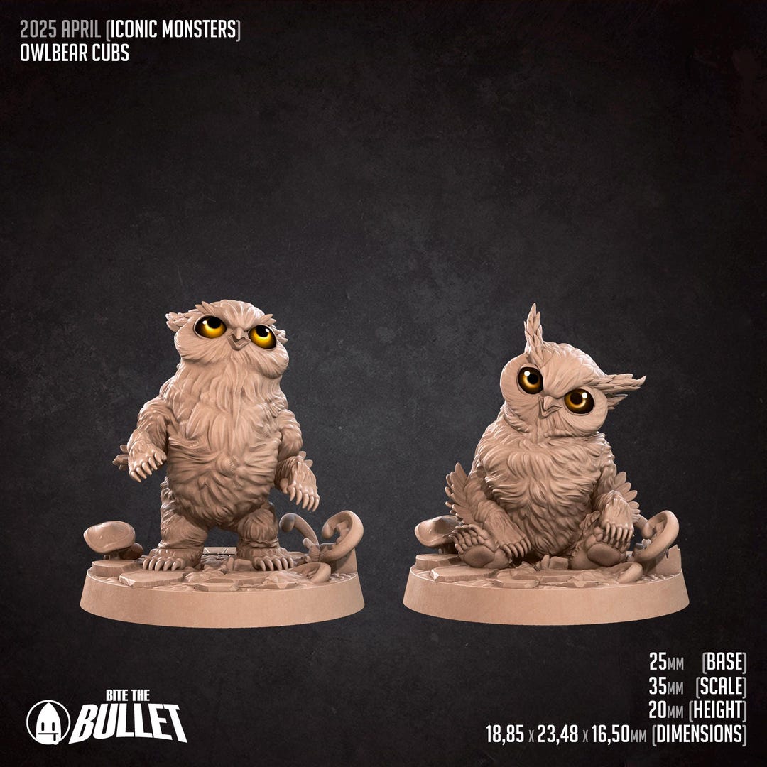 Owlbear Cubs | Iconic Monsters | Bite the Bullet | 35mm Scale | Resin ...