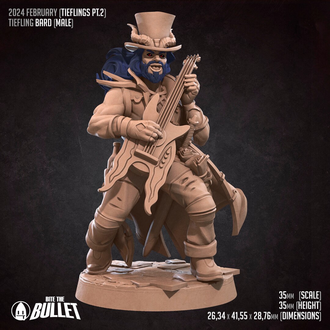 Tiefling Bard Bite the Bullet 35mm Scale Resin Printed Tabletop RPG ...