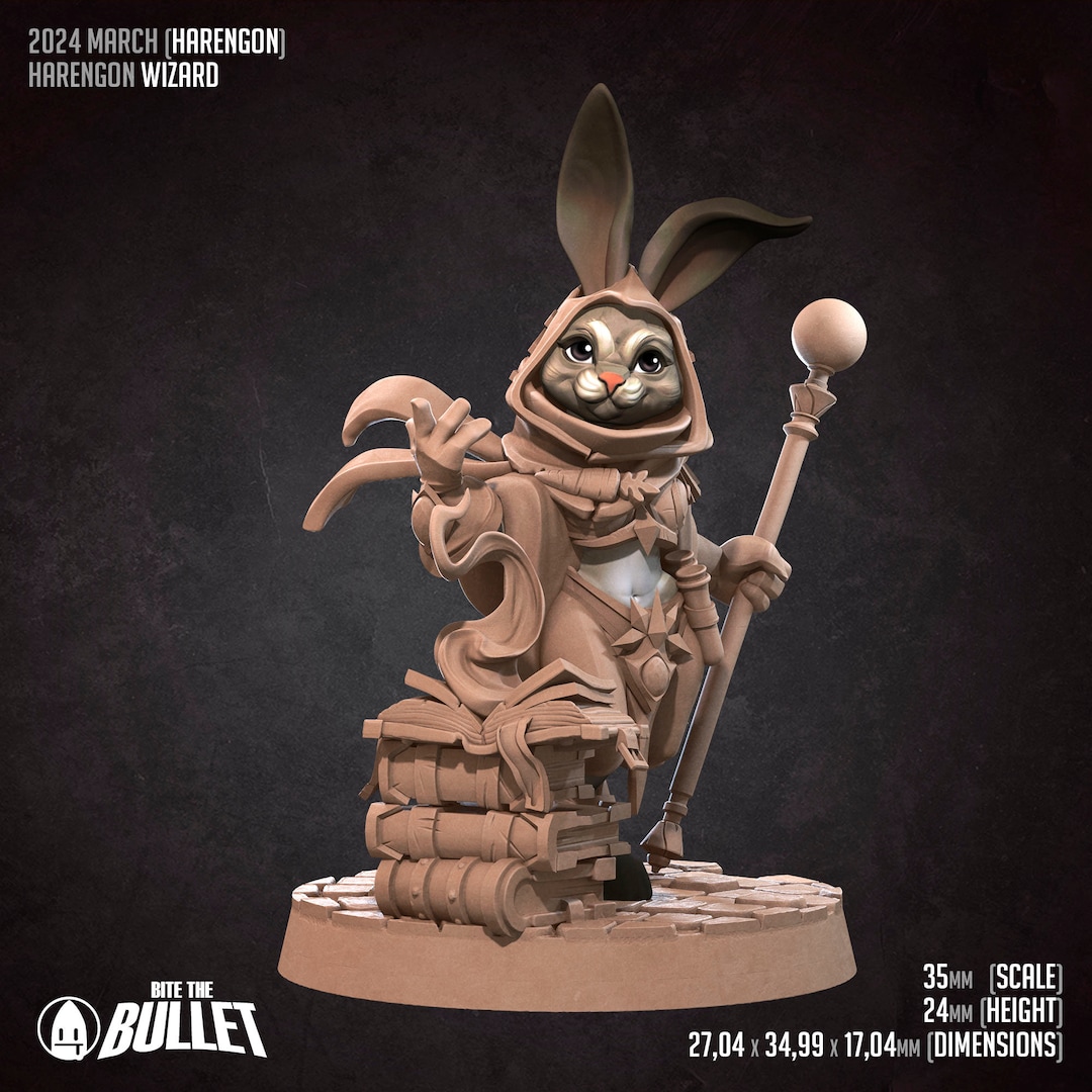 Harengon Wizard | Bite the Bullet | 35mm Scale | Resin Printed Tabletop ...