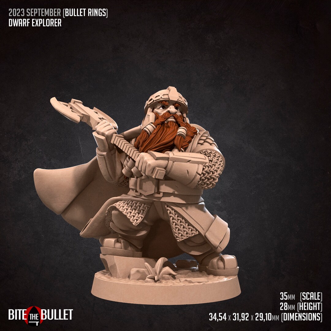 Dwarf Explorer | Bite the Bullet | 35mm Scale | Resin Printed Tabletop ...