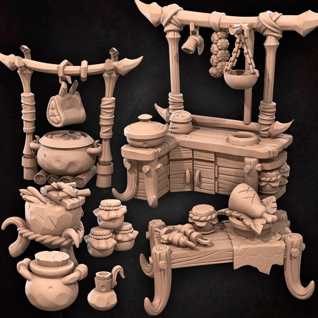 Kitchen Set Bite the Bullet Bullet Town Fishing Village 35mm Scale ...