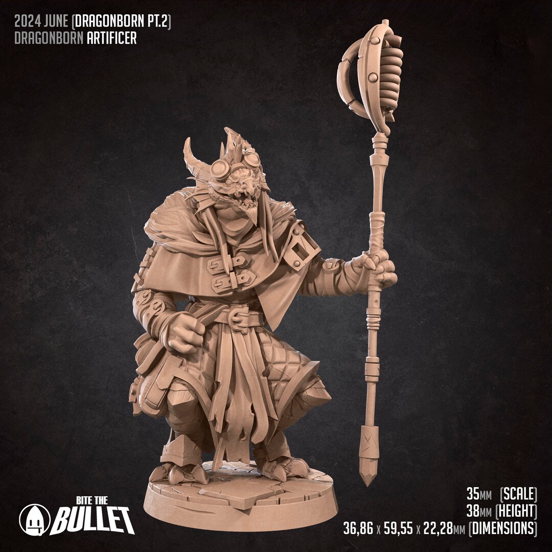 Dragonborn Artificer Bite the Bullet 35mm Scale Resin Printed Tabletop ...
