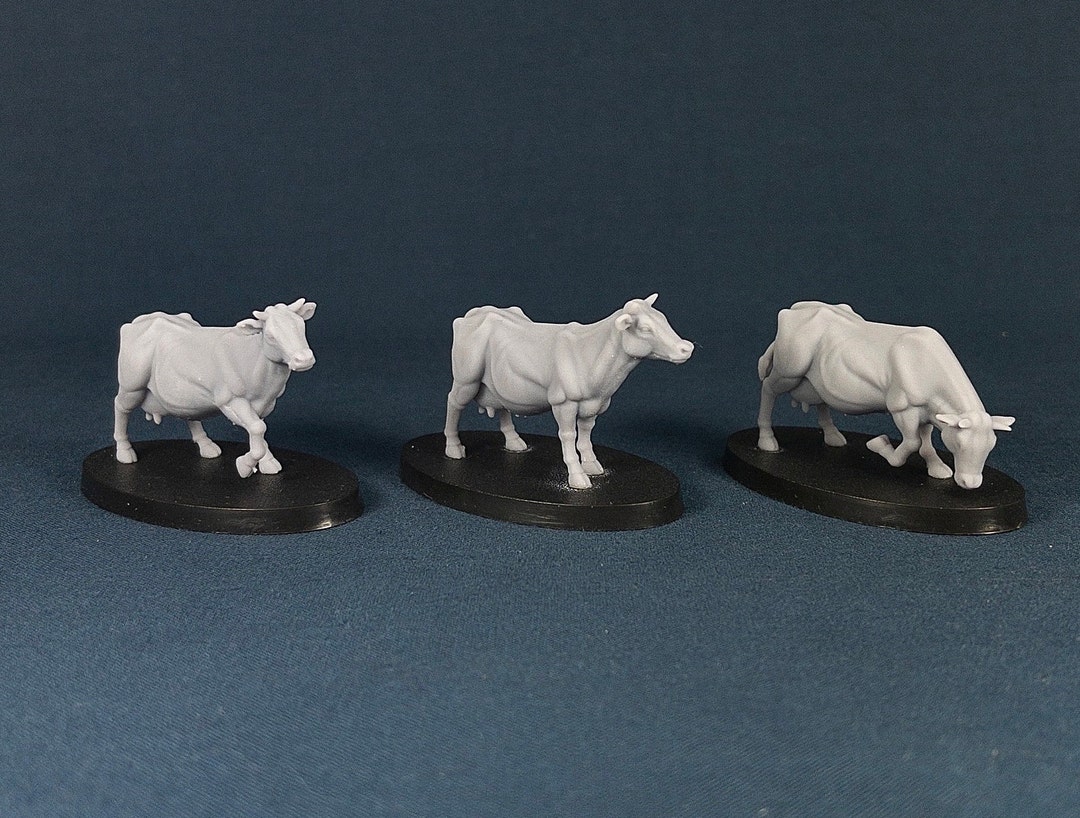 Cow Set 3 Minis Vae Victis Miniatures 32mm Scale Farm Animal Creature ...