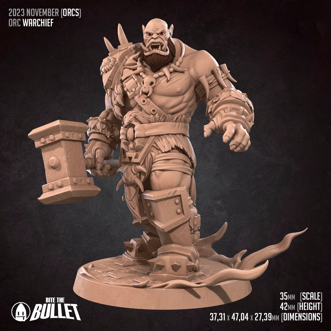 Orc Warchief | Bite the Bullet | 35mm Scale | Resin Printed Tabletop ...