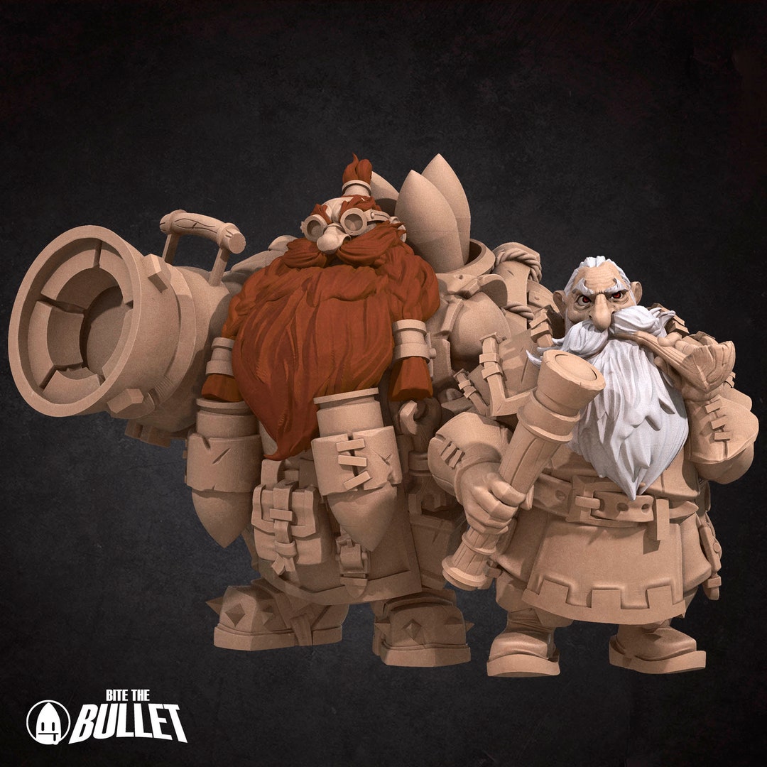 Dwarven Mortar Team Bite the Bullet 35mm Scale Resin Printed Tabletop ...