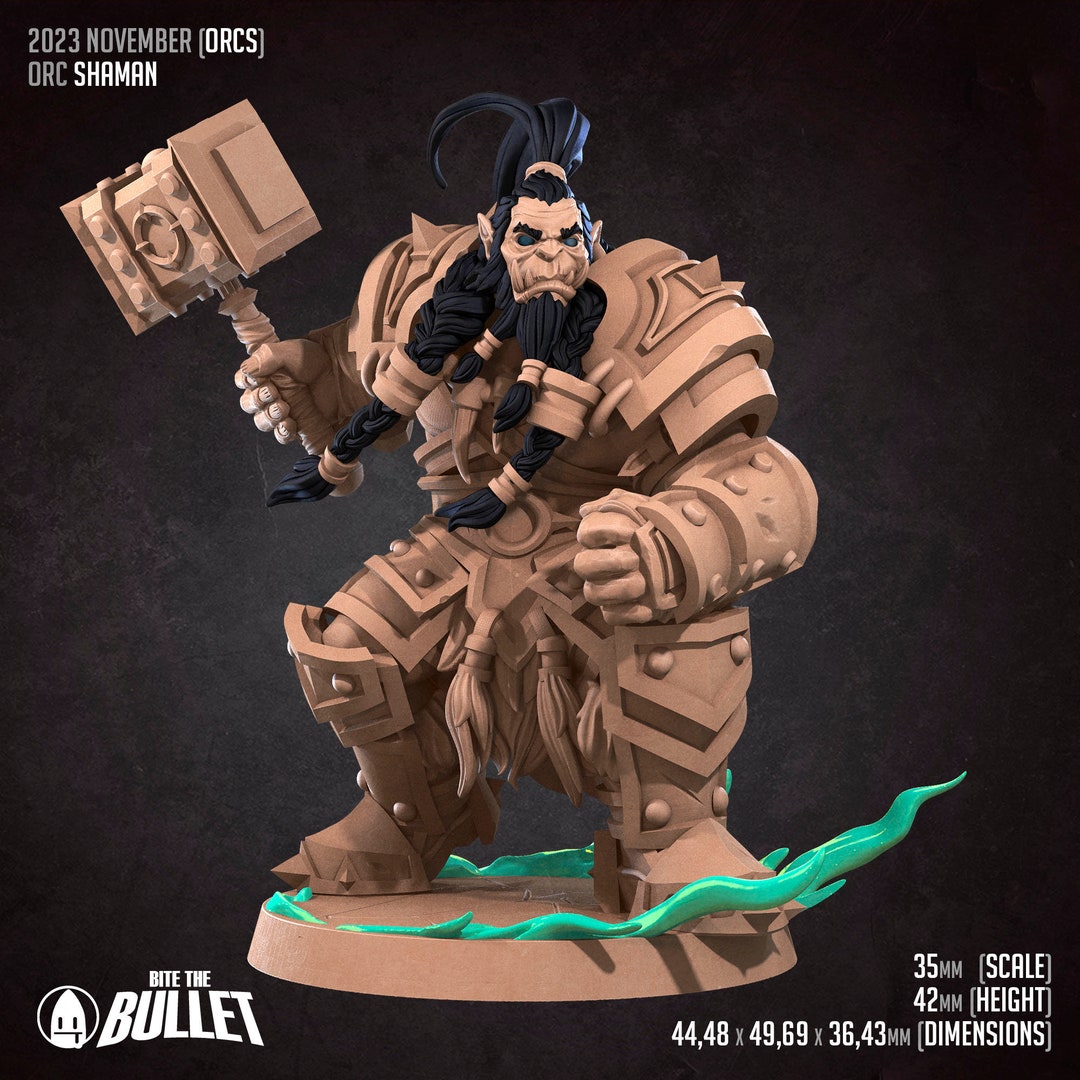 Orc Shaman Bite the Bullet 35mm Scale Resin Printed Tabletop RPG ...