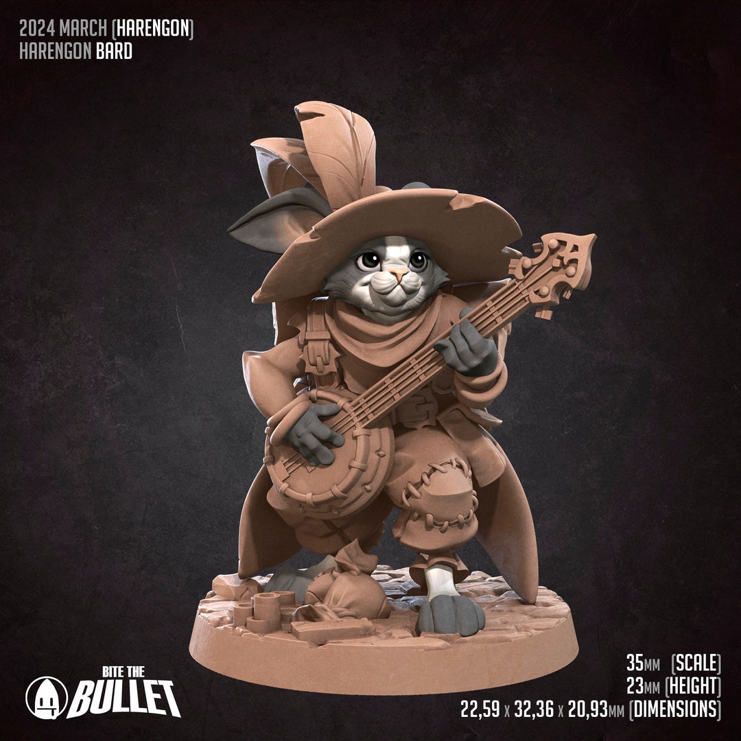 Harengon Bard | Bite the Bullet | 35mm Scale | Resin Printed Tabletop ...